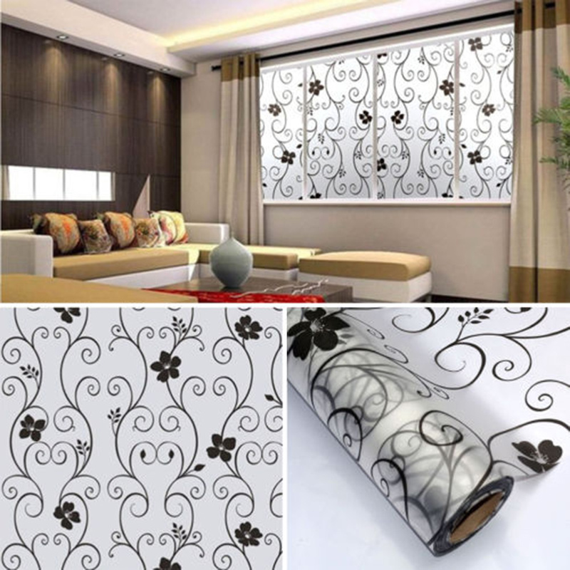 1 Roll / Frosted Floral Pattern Self-adhesive removable Window Stickers ...