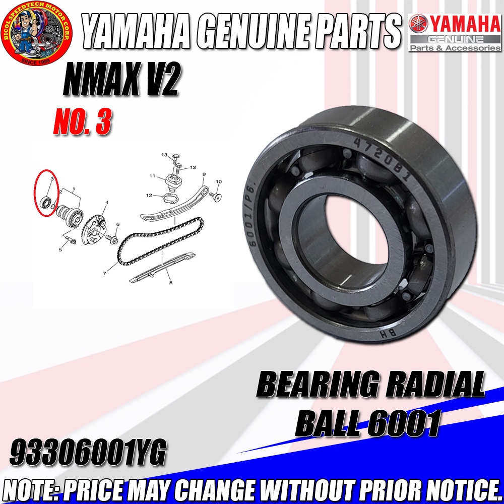 NMAX V2/GRAVIS/MIO GEAR S/MIO SOUL/FAZZIO BEARING RADIAL BALL 6001 (YGP ...