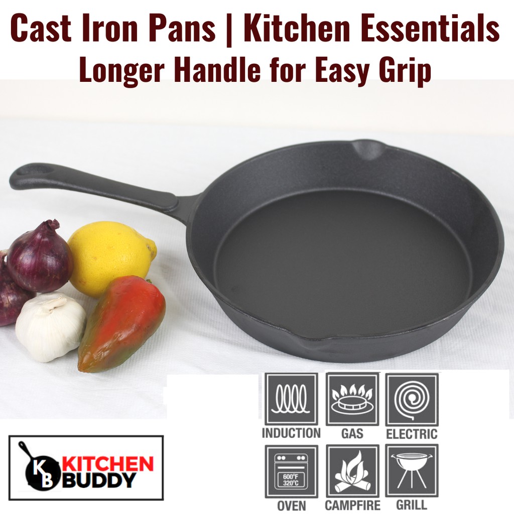 Cast Iron Pan Skillet 16cm/20cm/25cm - Preseasoned Heavy Duty Pan - Can ...