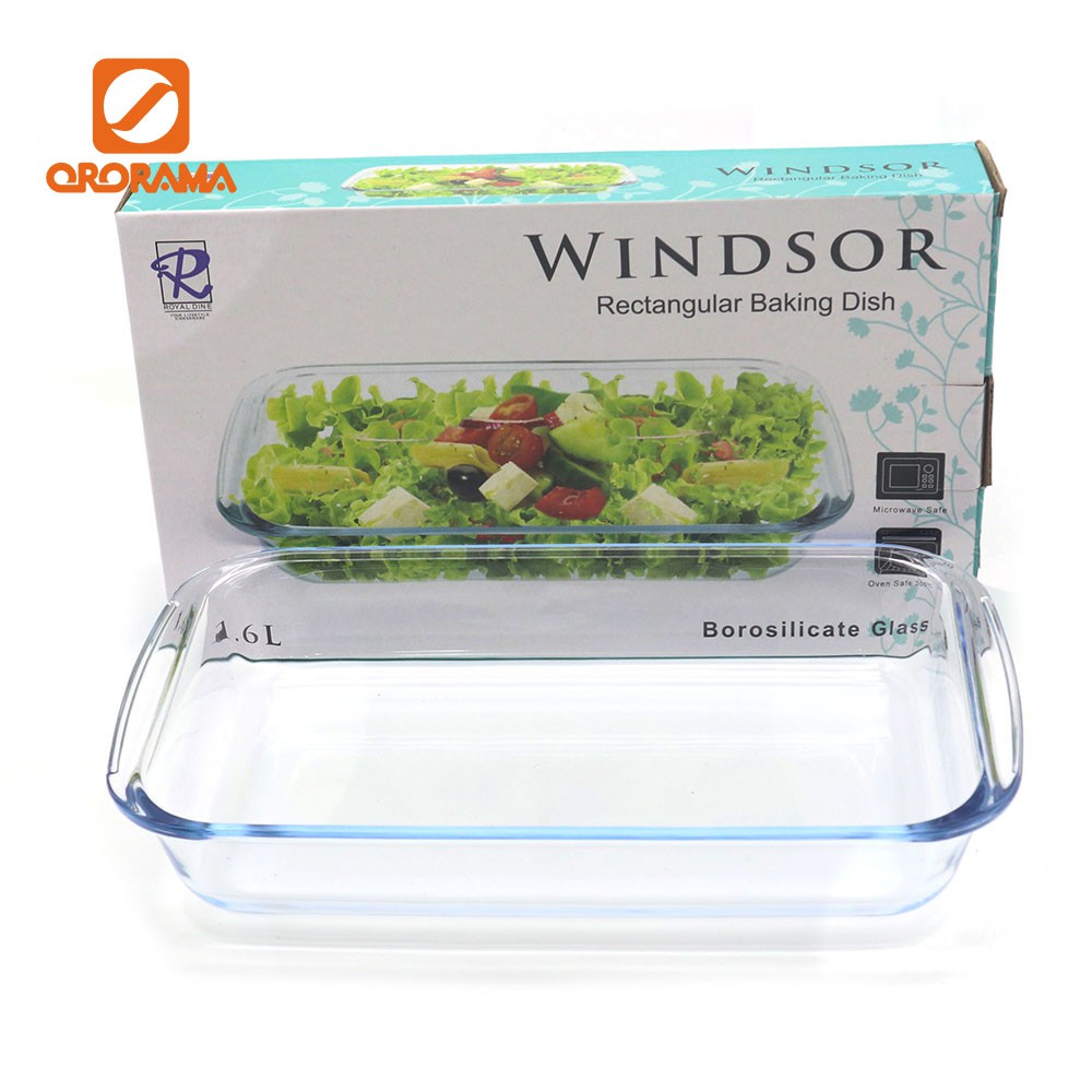 Rectangular Baking Dish 1.6 Liters Borosilicate Clear Glass Windsor ...