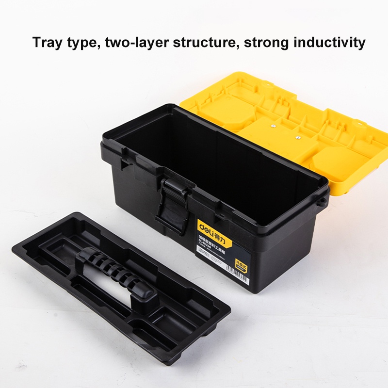 Deli 12-19 inch Heavy Duty Tool Box Toolbox Double Layer Plastic Tool ...