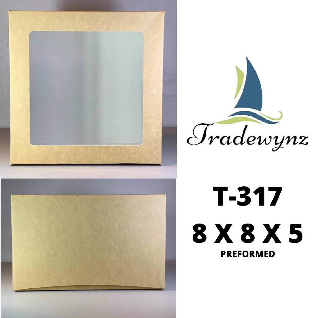 8x8x5 Preformed Pastry Cake Box | Kraft Color | Sold by 5s or 10s or ...