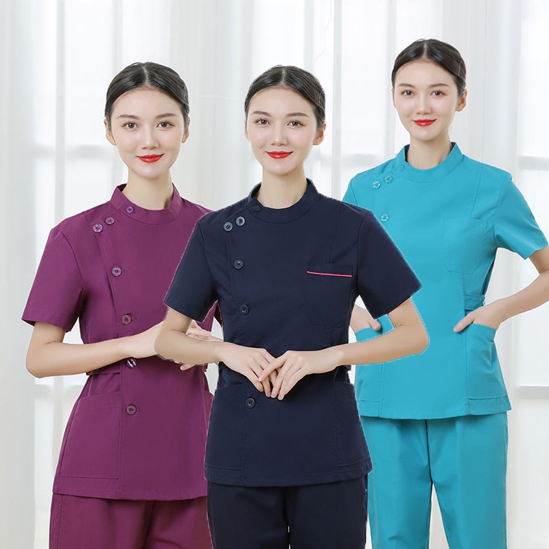 Free Name Scrub Suit Nurse Uniform For Women Short Sleeve Full Set ...