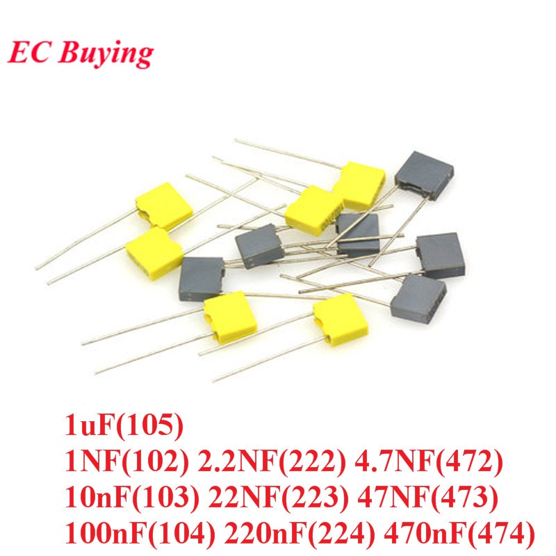 20pcs 100V Correction Block Capacitor 1NF 2.2NF 4.7NF 10nF 22NF 47NF 0 ...