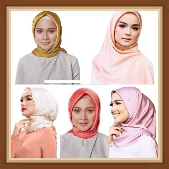 Local Plain Satin Bawal Tudung Shawl Scarf Muslimah Hijab 90cmx90cm ...