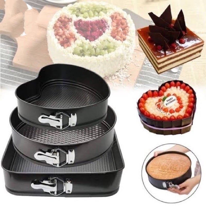 3in1 Heart Cake Mold Set 24cm/26cm/28cm 3 Tier Layer Baking Pan Cake ...