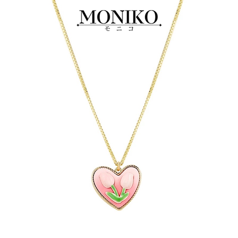 MONIKO Original Design 18k Gold plated Pink Tulip Pendant Necklace ...