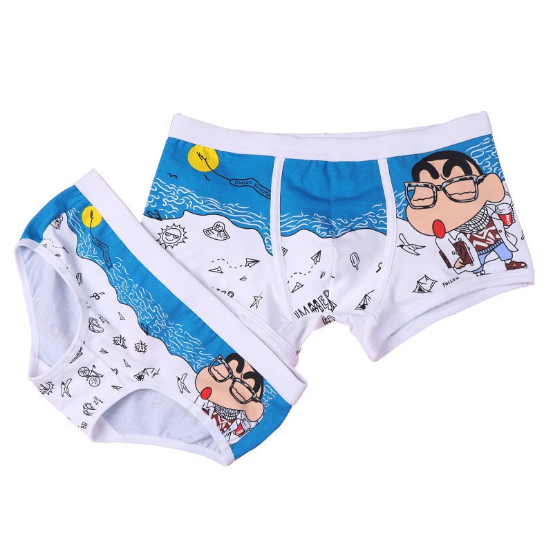 Cartoon Couple Underwear Cute Doraemon Men's Boxer Pure Cotton Young ...