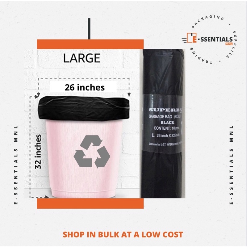 (30 Rolls/3 packs) SUPERB - Garbage Bag/Dustin Bags/Trash Bags - LARGE ...