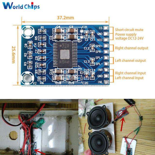 1pc XH-M562 TPA3116D2 50W+50W Dual Channel Mini Digital Amplifier Class D Amplifier 50W Power ...