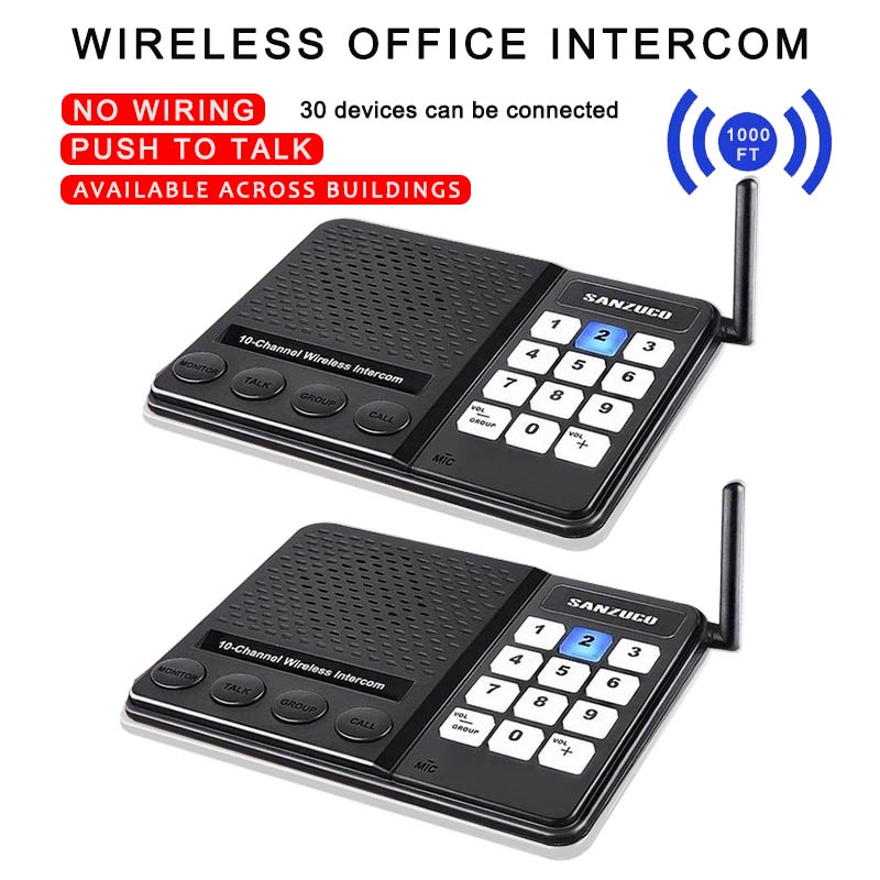 Intercom 10 Channel Wireless intercom 1000FT Long Range distance ...