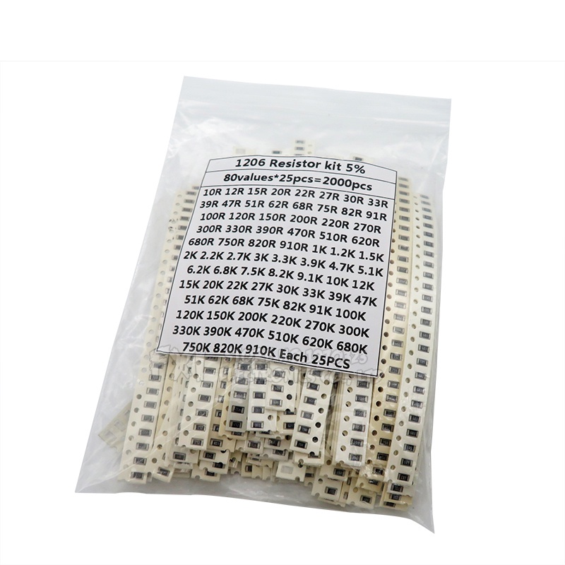 2000PCS 10 ohm-910K ohm 1206 SMD Resistor Kit Assorted set 5% 80values ...