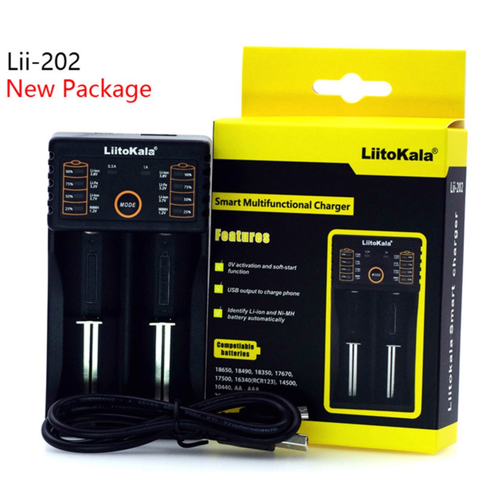 Liitokala Lii-100B Battery Charger for 18650 26650 4.35V / 3.2V / 3.7V ...