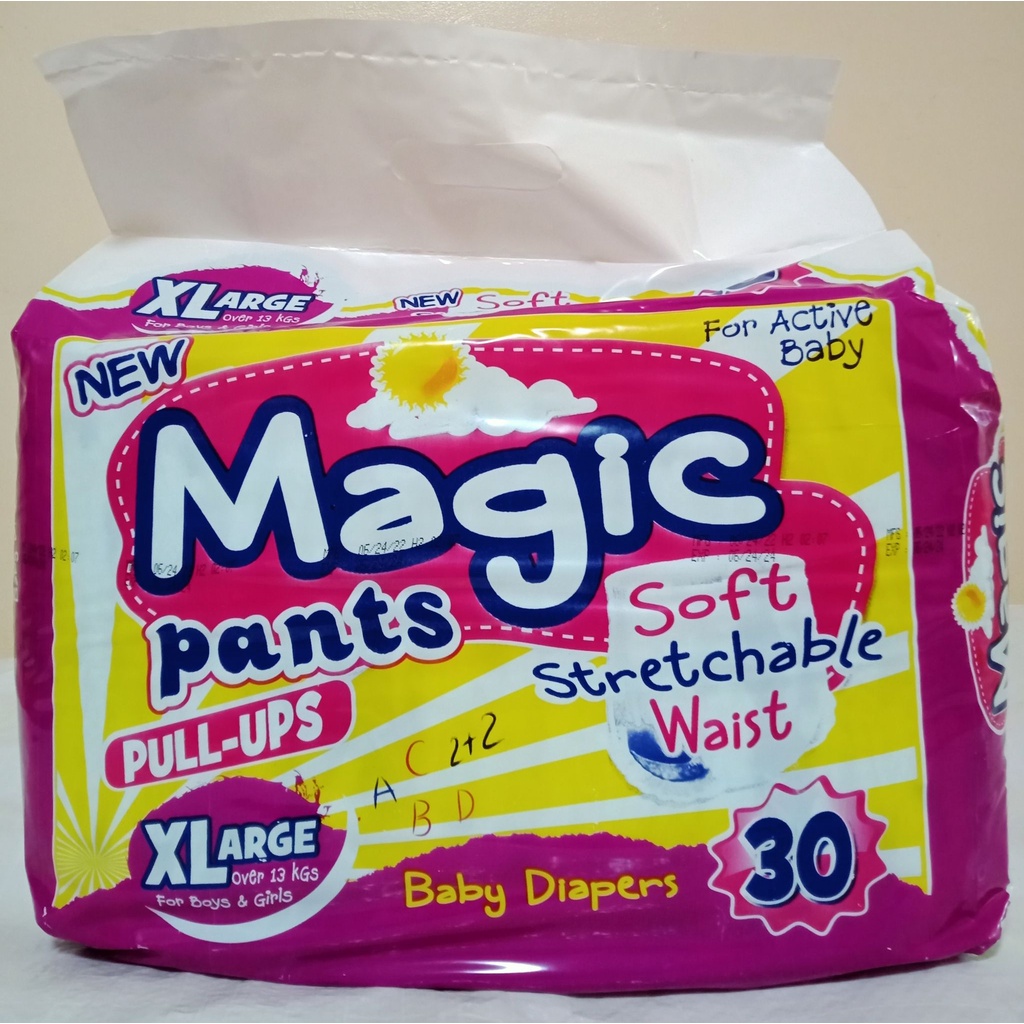 MAGIC PANTS DIAPER x30+4free pads (Medium-3xl) | Shopee Philippines