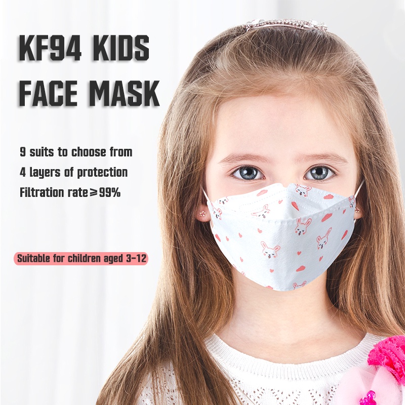 Zihang 10Pcs Kf94 Kids Disposable Mask 3D Fish Mouth 4Ply Kf94 Facemask ...