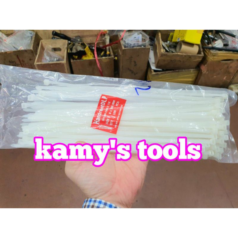White plastic drawstring straps 8x300 and 10x500 (1 pack/100 strands ...