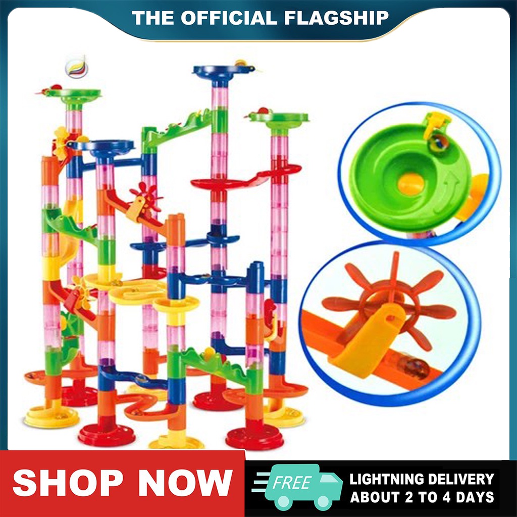 【COD】DIY Construction Marble Race Run Maze Balls Track Building Blocks ...