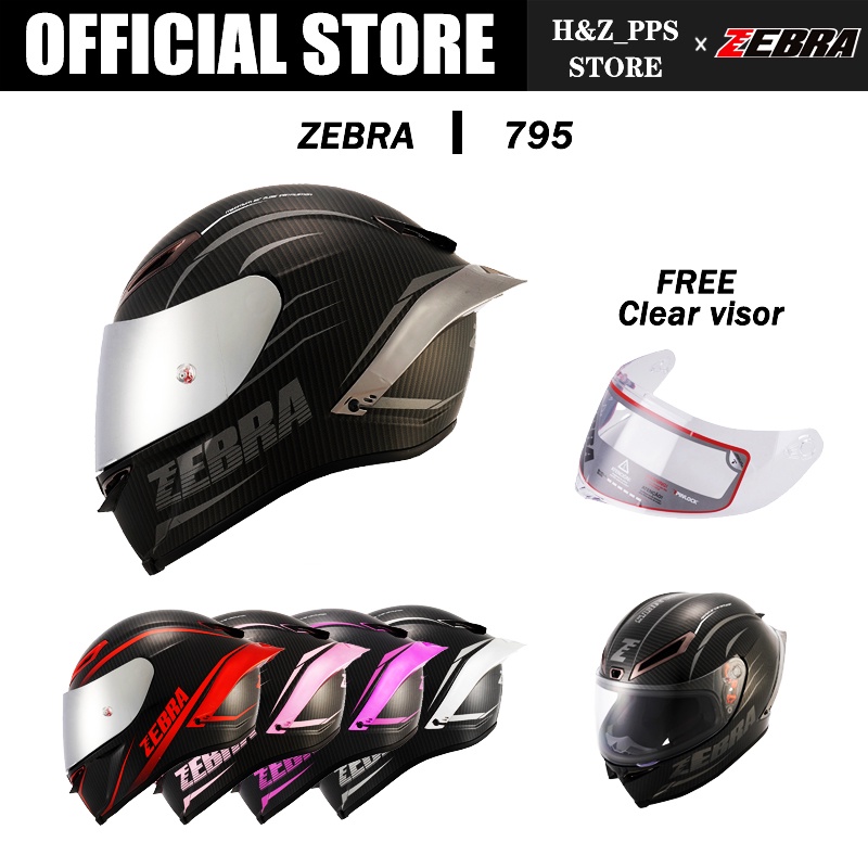 Zebra 795 Motorcycle Full Face Helmet Single Visor Have Free | Shopee ...