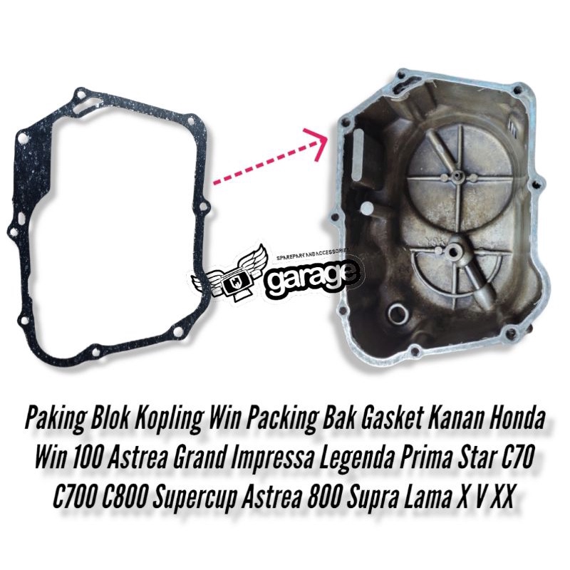 Win Clutch Block Gasket Packing Right Gasket Tank Magnet Block Honda Win 100 Astrea Grand ...