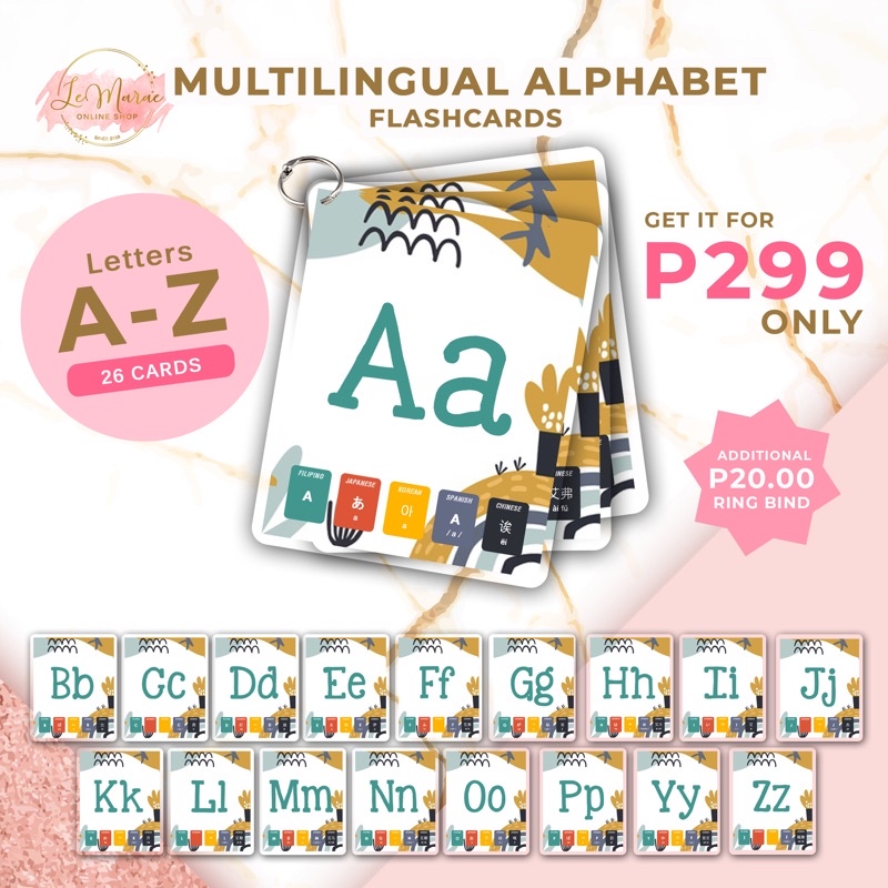 Laminated Flashcards MULTILINGUAL ALPHABETS Educational Toys for Kids ...