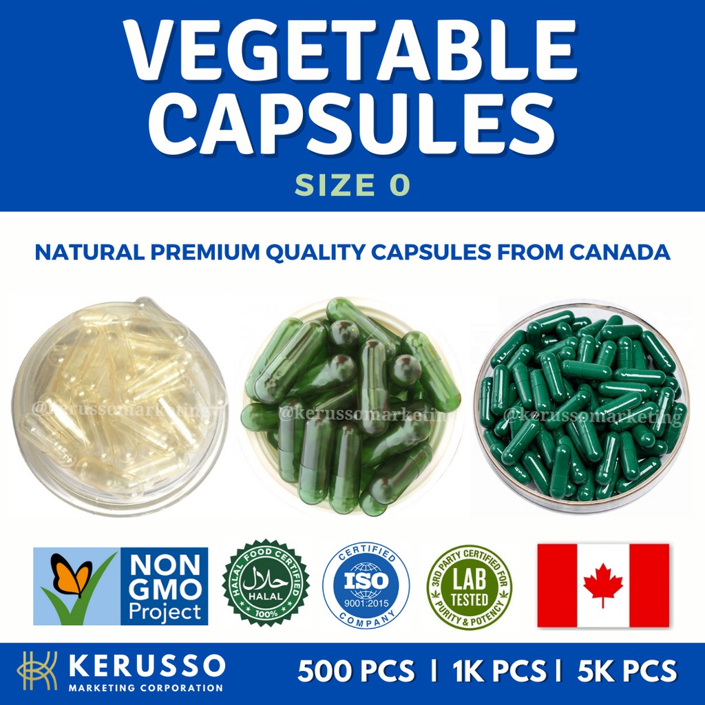 Empty Vegetable Capsules from Canada Size #0 500 and 100 pcs | Shopee ...