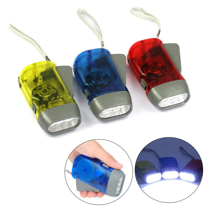 3-LED Hand Press Flashlight (Red) Hand Crank Battery-Free Flashlight ...