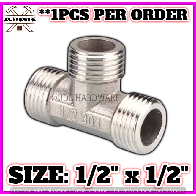 3048 1PCS Stainless Steel Male Threaded T‑Shaped Tee Connector Pipe ...