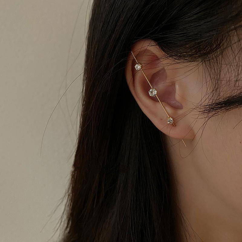 Embedded earrings Ear Wrap Crawler Hook Earrings Lady Needles Around ...