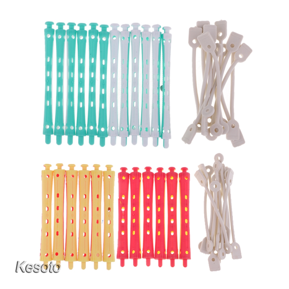 24 Pieces Salon Perm Rods With Rubber Band Curling Hairdressing Styling ...