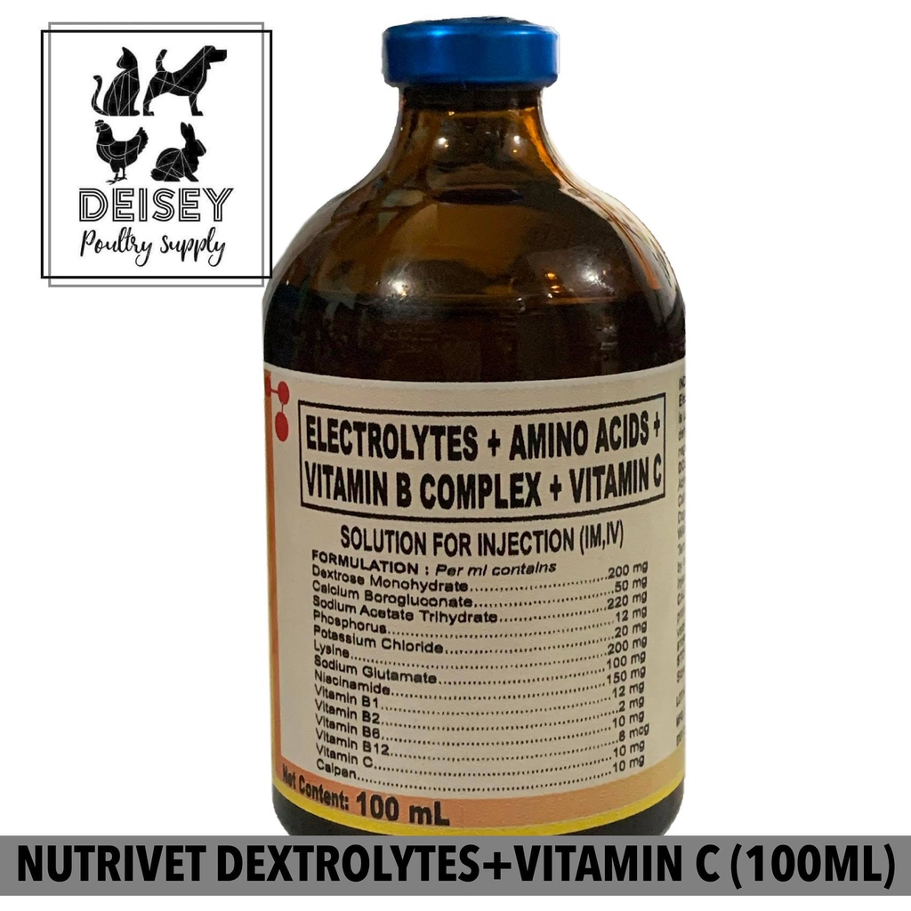NUTRIVET DEXTROLYTES PLUS VITAMIN C FOR ANIMALS (100ML) | Shopee ...