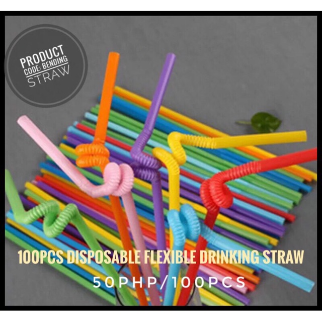100pcs plastic straw flexible extendable | Shopee Philippines