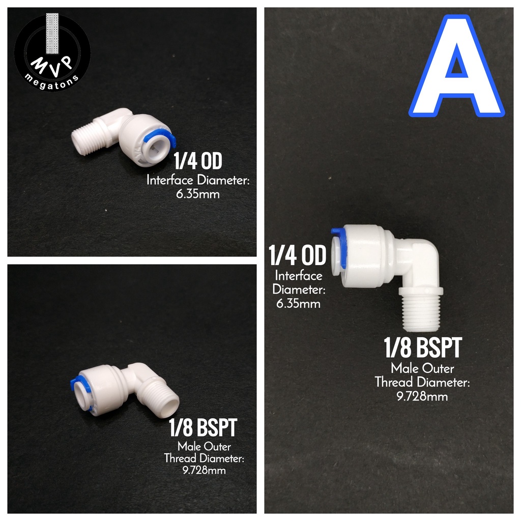 RO Fittings Elbow Male Adapter BSPT Quick Connect 1/4OD 3/8OD Reverse ...
