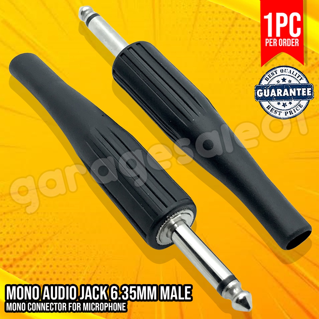 6.35mm Mono Jack Plug TS Male Connector for Audio Cables Connector End ...