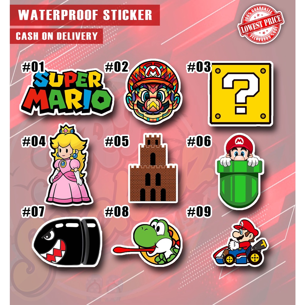 Super Mario Game Inspired Water Proof Stickers | Shopee Philippines