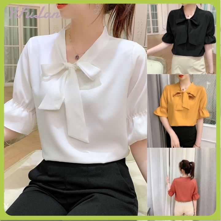 3 4 long sleeve ormal white formal blouse for women plus size,bow ...