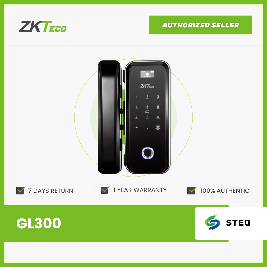 STEQ ZKTECO GL300 SMART LOCK FOR FRAMELESS GLASS DOOR STANDALONE ...