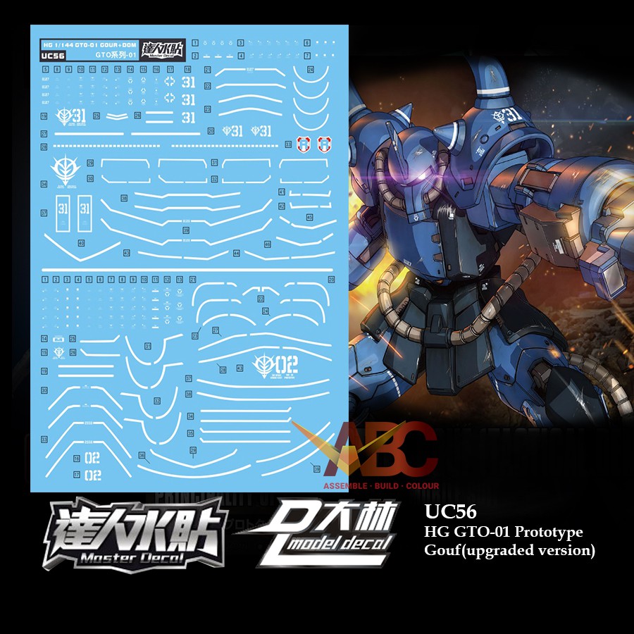 [Dalin] Waterslide Decal - UC56 HG 1/144 Prototype Gouf /Dom Test GTO ...