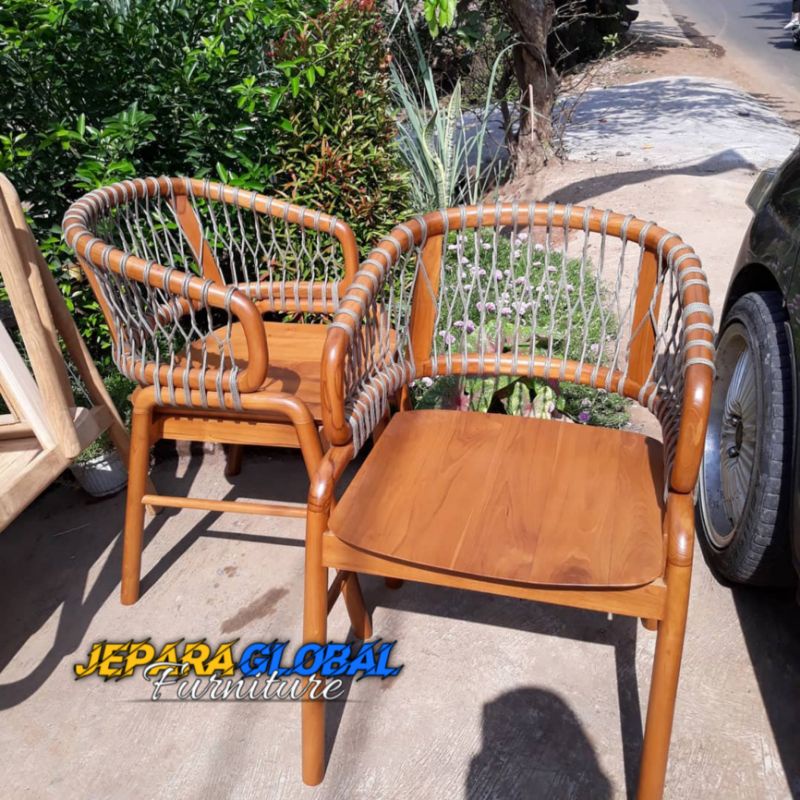 Retro Teak Dining Chairs With Strap Backrests (cafe Dining Chairs ...