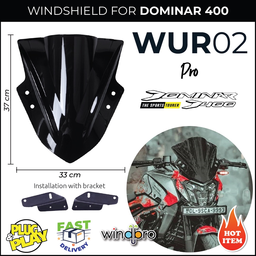 WUR02 - Universal Pro Windshield Visor for DOMINAR 400 (All Model) with ...
