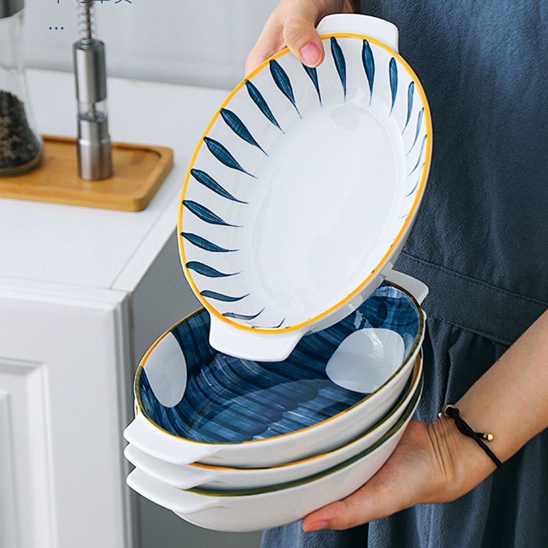 Plate ceramic baking plate cheese baking plate household fish plate ...