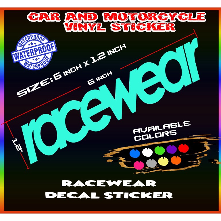 Racewear sticker decals | Shopee Philippines
