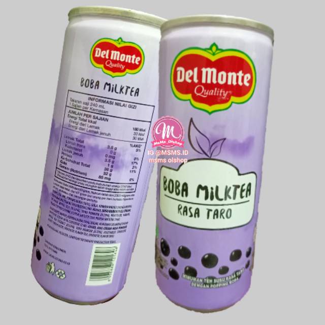 Delmonte BOBA MILKTEA Taste TARO 240ml | Shopee Philippines