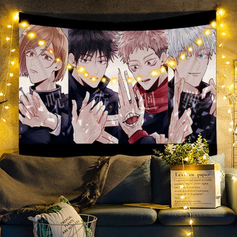 Anime Jujutsu Kaisen Tapestry Wall Cloth Gojo Satoru College Dorm ...