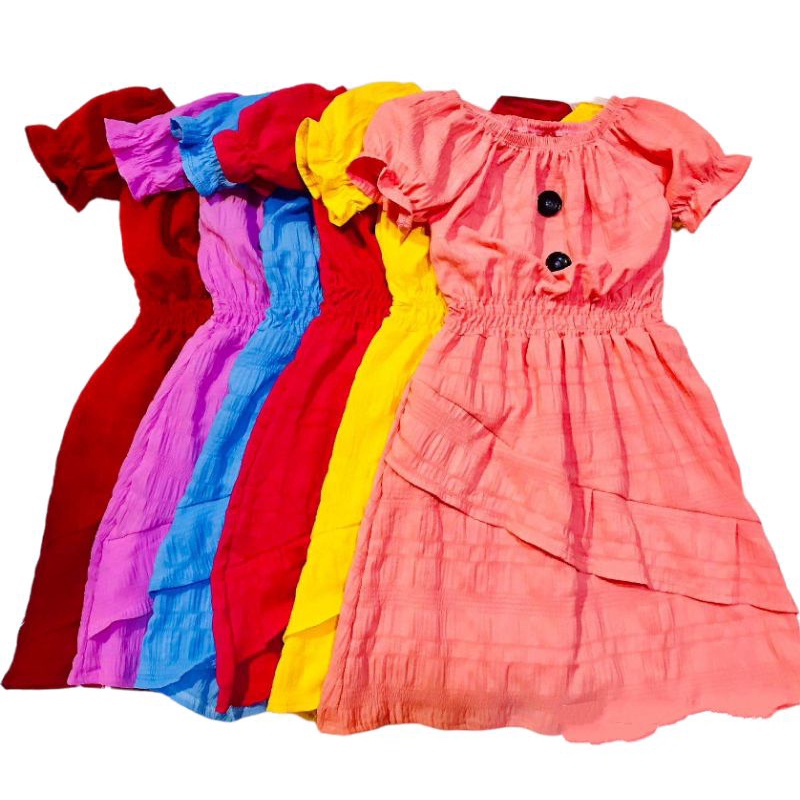 Dress kids 2-5 yo/ 6-9 yo ramdom color | Shopee Philippines