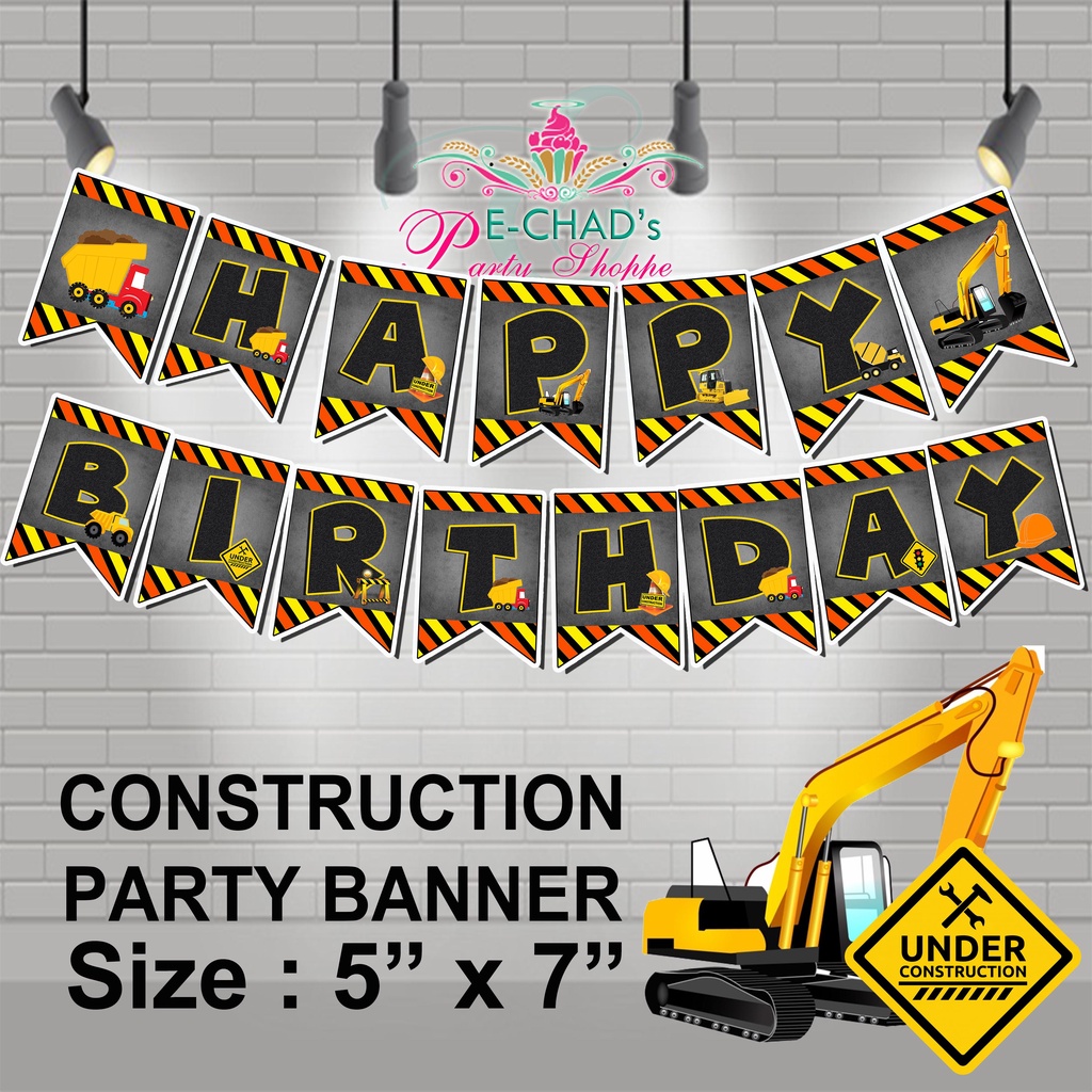 E-Chad_construction theme party banner | Shopee Philippines