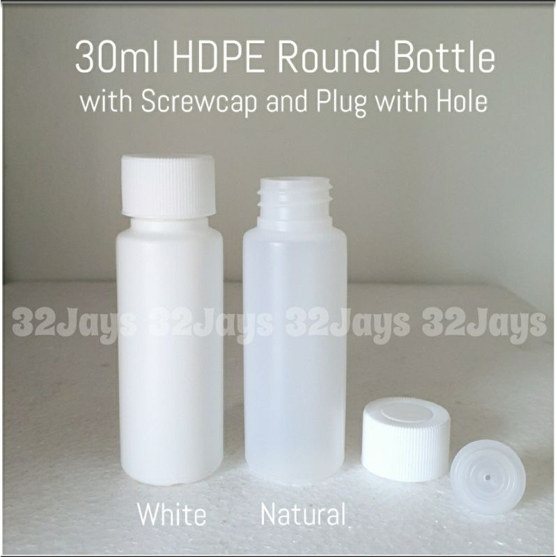 HDPE 30ml Screwcap Plug Bottle Empty Plastic Toner Container with Screw ...