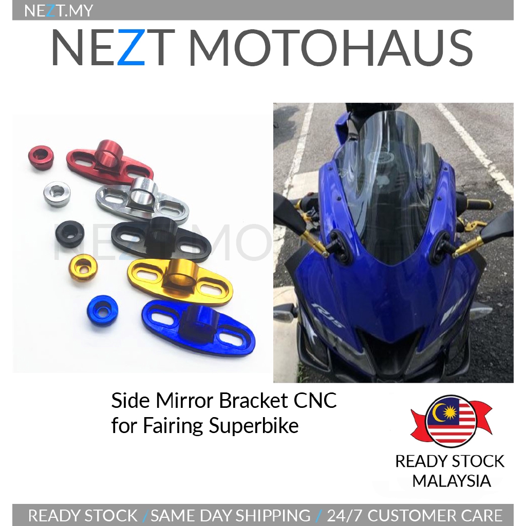 Side Mirror Bracket CNC Mirror Block for Fairing Superbike R15 R25 ...