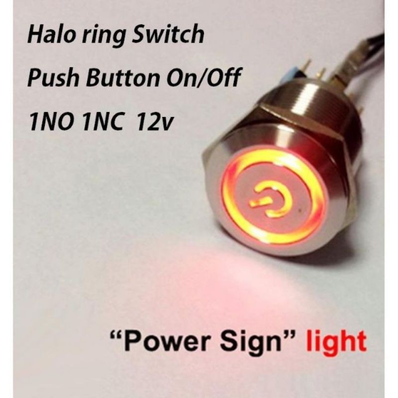 COD Halo switch 16mm 12V Latching Push Button Metal LED Power Momentary ...
