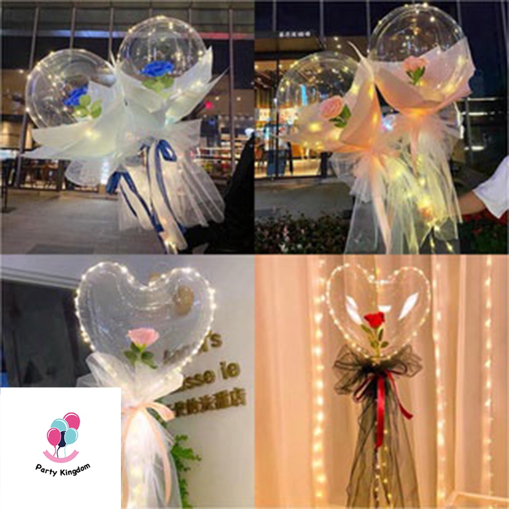 Bobo Balloon Set Rose Bouquet Valentine's LED Lights Gift Anniversary ...