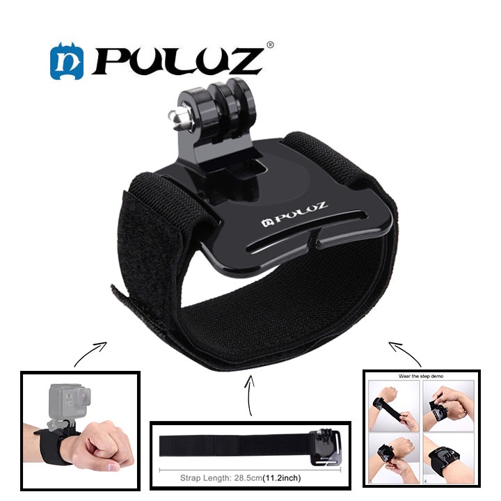 PULUZ Velcro Wrist Strap Bracket Adjustable 11.2 Inch Action Camera ...
